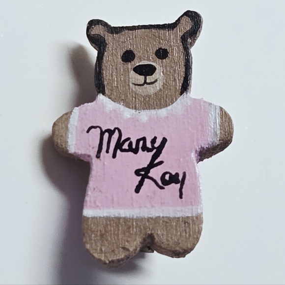 Mary Kay | Jewelry | Mary Kay Pink Painted Wood Teddy Bear Brooch Pin ...